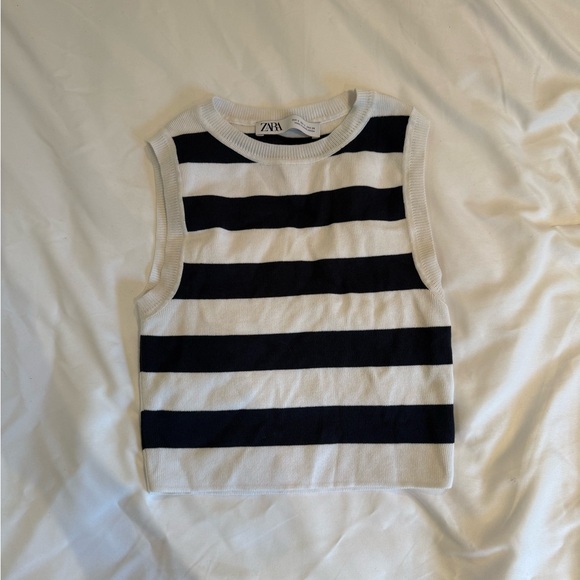 Zara | Tops | Zara Navy Blue And White Striped Tank Top | Poshmark